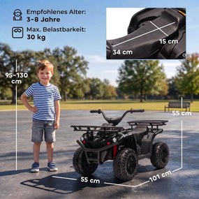 AIYAPLAY elektrická čtyřkolka pro děti 12 V, Li-ion, 2 motory, černá