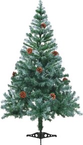 vidaXL Námrazou pokrytý vánoční stromek LED sada koulí a šišky 150 cm [3077527] Barva: Bílá