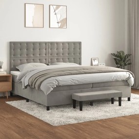 Box spring postel s matrací světle šedá 200x200 cm samet 3138103