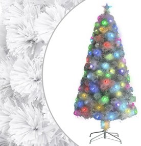 Vánoční stromek s LED osvětlením bílý 120 cm optické vlákno 328449