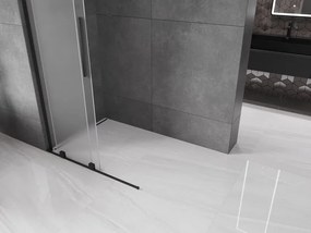 Mexen Velar L, posuvná sprchová zástěna Walk-in 90 x 200 cm, 8mm sklo námraza, černá matná, 871-090-003-33-70