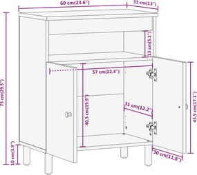 vidaXL Odkládací skříňka 60x33x75 cm masivní mangovníkové dřevo [356916] Barva: Černá