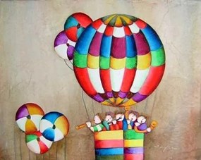 Děti v balónu - 90 x 120 cm