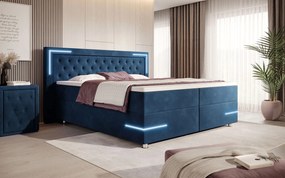 Boxspring postel CARLOTTA bez úložného prostoru s LED, samet Velikost postele: 120 × 200 cm, Barvy sametu: Modrý samet, Výběr matrace: Taštičková…