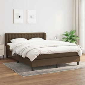 Box Spring Postel S Matrací Textil Tmavě Hnědá tlačítka 140 x 200 cm