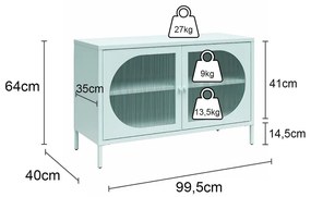 Světle modrá kovová vitrína 100x64x40 cm Luna – Støraa