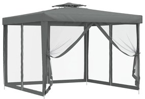 vidaXL Altán s dvojitou střechou antracitový 3 x 3 x 2,68 cm textil