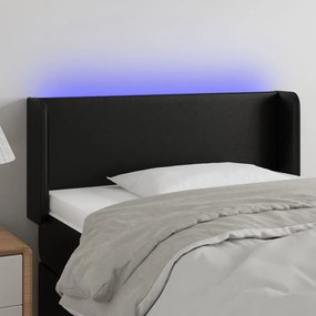 Čelo postele s LED černé 103 x 16 x 78/88 cm umělá kůže