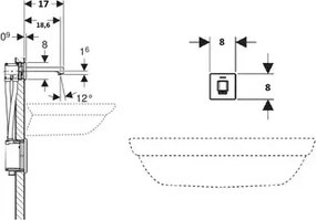 Geberit Brenta - Termostatická elektronická umyvadlová baterie pod omí