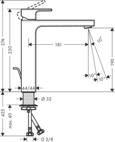 Hansgrohe Vernis Shape - Páková umyvadlová baterie 190 s odtokovou garniturou, černá matná 71562670