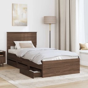 Rám postele se zásuvkou Hnědý dub 75 x 190 cm Inženýrské dřevo 3408039