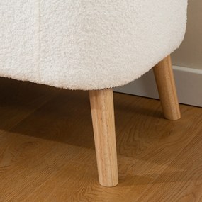HOMCOM Úložná lavice, sedací lavice s úložným prostorem 65 l, materiál teddy-fleece, kaučukové dřevo, 120 x 42 x 45 cm, krémově bílá