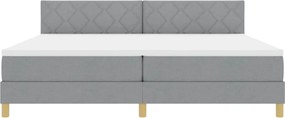 Postel s boxspringem s čelo Světle šedá 200 x 200 cm textil 3339021