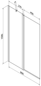 Mexen Flip, vanová zástěna 1-křídlová 80 x 150 cm, otočné křídlo, 6 mm námraza sklo, zlatý profil, 894-080-101-50-30