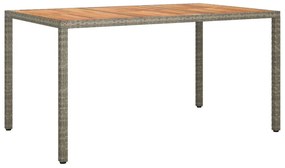 vidaXL Zahradní stůl 150 x 90 x 75 cm polyratan a akáciové dřevo šedý