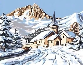 NORIMPEX Malování podle čísel Zasněžená chata v horách / 40x50 cm