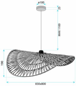 Toolight Toolight, závěsné stropní svítidlo 80cm, 1xE27, APP1740-1C, černá-hnědá, OSW-06063