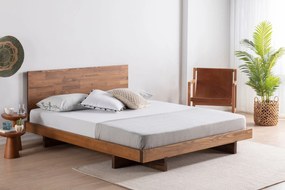 Tmavě hnědá dřevěná postel LUNA Patna, 140X200