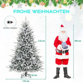 Costway 218 cm velký semišový vánoční stromek umělý vánoční stromek s 8