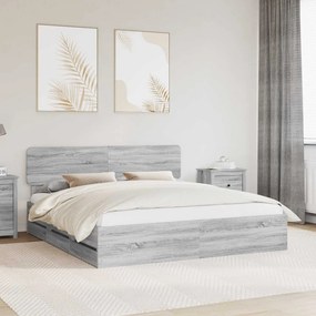 Rám postele s čelo Šedá Sonoma 180 x 200 cm Dřevěný materiál 3412162