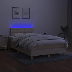 Box spring postel s matrací a LED krémová 120x190 cm textil 3270121