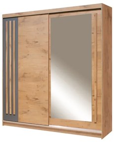 Fadome šatní skříň Effect 4 200/215/59 se zrcadlem medová lancelot s posuvnými dveřmi