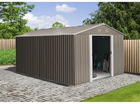 Riwall PRO RMSA 12x10 Brown zahradní domek kovový 3 x 3,7 m se sedlovou střechou hnědý