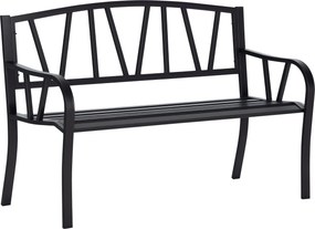 Outsunny Černá Voděodolná Metalová Zahradní Lavice, Venkovní Železná Lavice pro Dva, 128x56x86cm