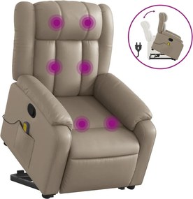 Zvedací masážní polohovací křeslo cappuccino umělá kůže 3205277