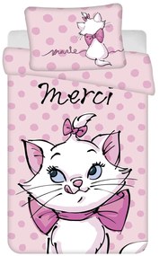 Jerry Fabrics Bavlněné povlečení 100x135 Marie Cat Merci růžový povlak na polštář 40x60 JF24