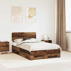 Rám postele s čelo Staré dřevo 120 x 190 cm Kompozitní dřevo 3412407