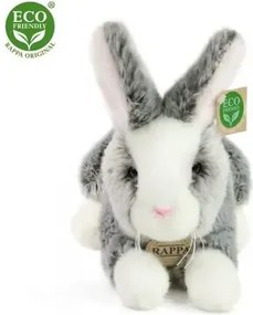 RAPPA Plyšový králík ležící bílo černá 23 cm / ECO-FRIENDLY / od 0 měs
