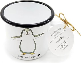 Smaltovaný hrnek Zamilovaný tučňák, 330 ml – s originálním autorským motivem
