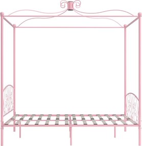 Rám postele s nebesy růžový kovový 160 x 200 cm 284490