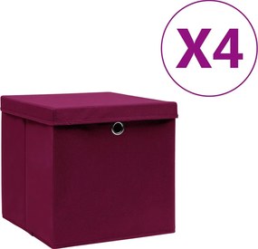 vidaXL Úložné boxy 4 ks netkaná textilie 28 x 28 x 28 cm [325188] Barva: tmavě červená