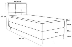 Jednolůžková postel 90 cm Infernus Bonell (černá) (s roštem, s úl. prostorem). 1082283