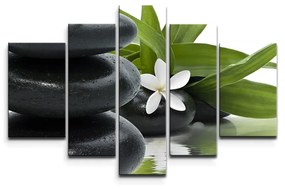 Sablio Obraz - 5-dílný Květ s kameny - 125x90 cm