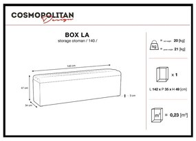 Světle šedá lavice s úložným prostorem Cosmopolitan Design Los Angeles, šířka 140 cm