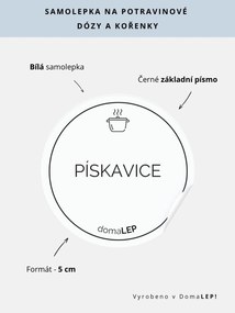 Samolepka na kořenky PÍSKAVICE bílá 5 cm základní písmo