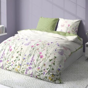 Bavlněné ložní povlečení Summer Dream s lučním kvítím a motýlky - 100% bavlna - 70 x 90 cm + 140 x 200 cm