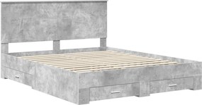 Rám postele s čelo Betonově šedá 160 x 200 cm Kompozitní dřevo 3411283
