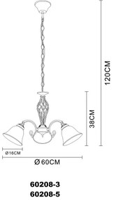 Globo 60208-3 - Lustr na řetězu ODIN 3xE27/60W/230V
