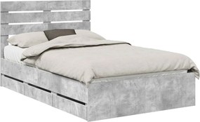 Rám postele s čelo Betonově šedá 135 x 190 cm Inženýrské dřevo 3411511