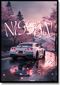 Plakát Nissan Gtr Dárek pro kluka, auto, motorka v rámu A3