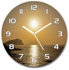 Wallmuralia Skleněné hodiny na stěnu Západ slunce hory fi 30 cm