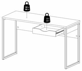 Tvilum Bílý psací stůl EFREM PLUS 512 s 1 zásuvkou a deskou v dekoru dub