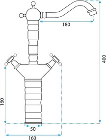 Rea Rustico, vysoká dřezová baterie h-370, zlatá matná, REA-B5521