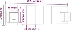 Čelo postele se skříňkami betonově šedé kompozitní dřevo 3115735