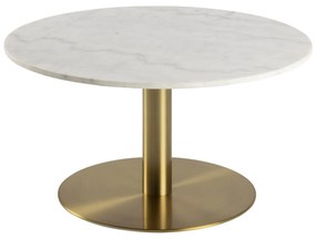 Kulatý konferenční stolek na zlaté noze 80 cm Mramor Bílý FENSI