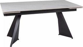 Jídelní rozkládací stůl Laconi 160/220 cm keramika bílý mramor/černý